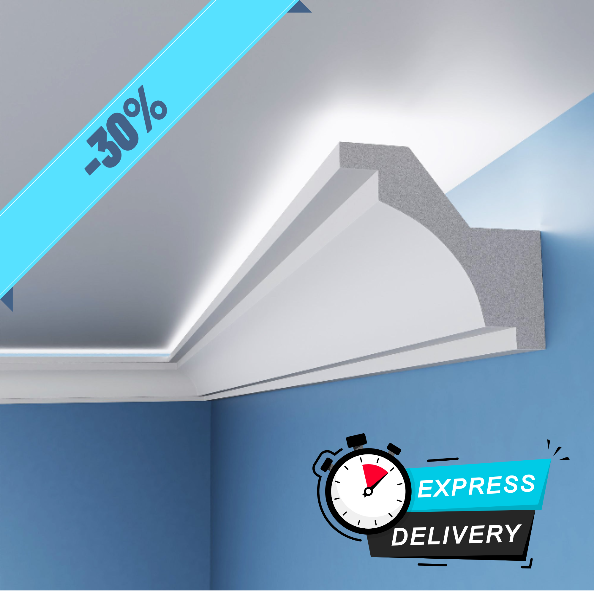 Polystyrene Coving for LED BFS1 80mm x 80mm 30 Meters - Clearance