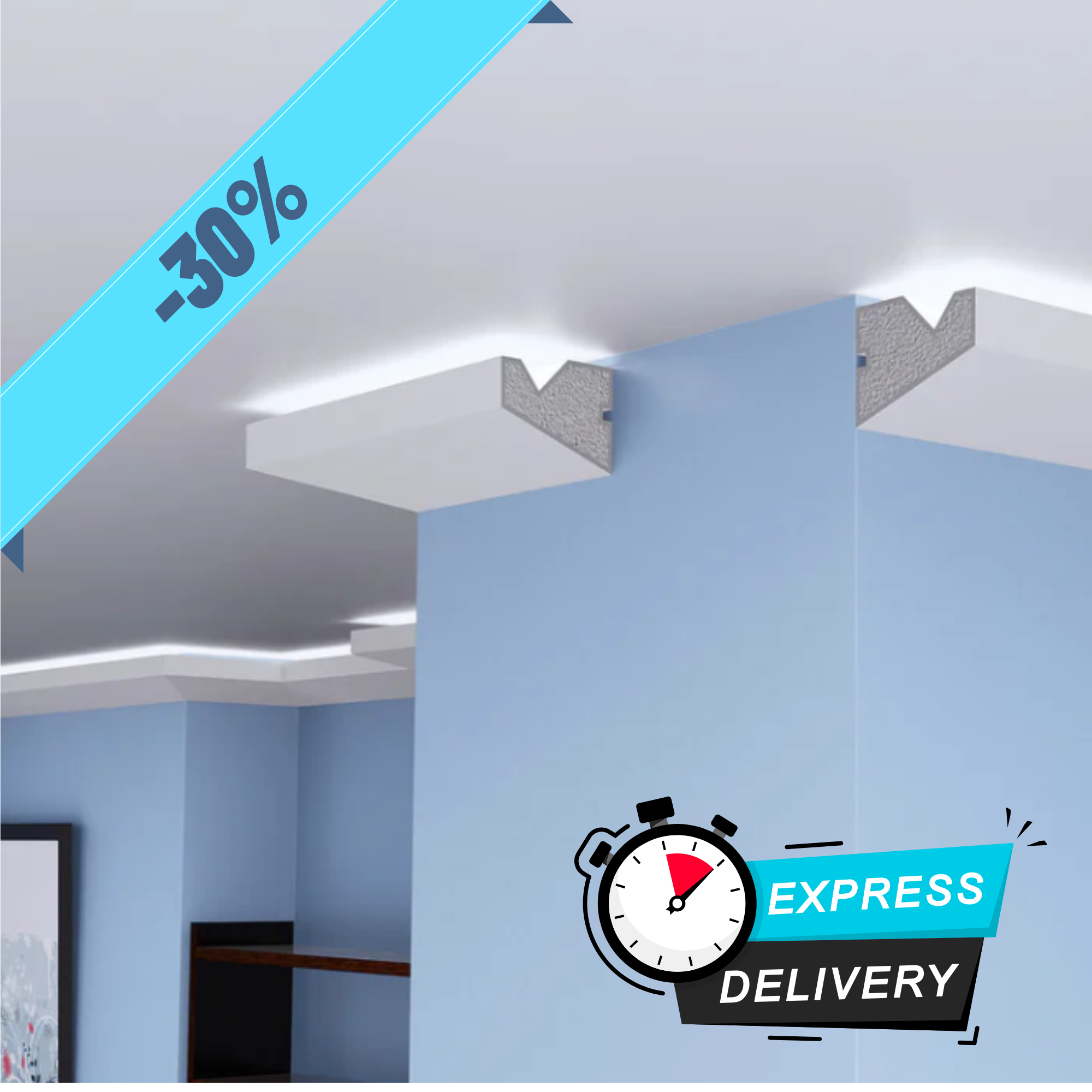 Plaster Coated Coving for LED SH1 115mm x 90mm x 20M CLEARANCE -30%